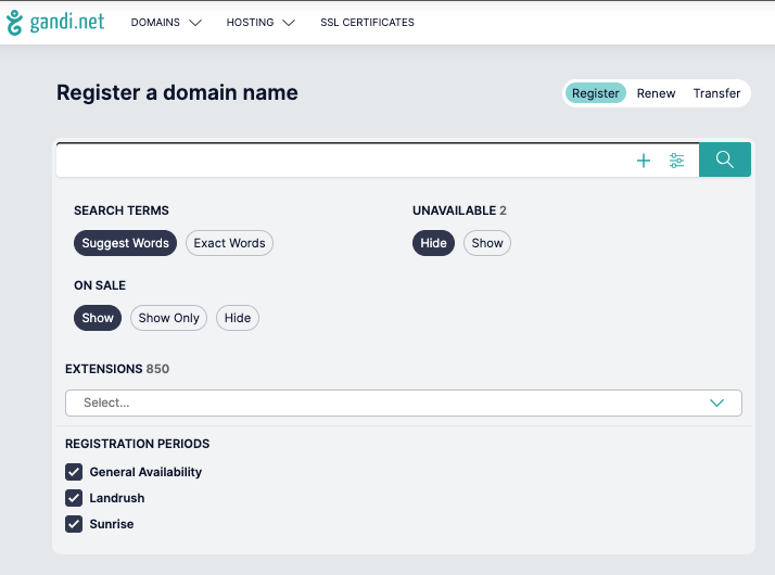 Check domain availability – Gandi.net